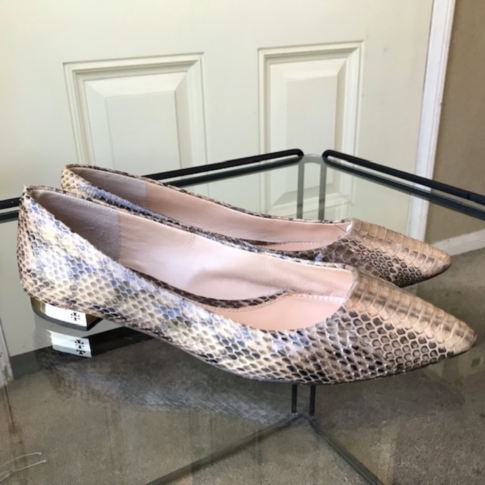 Tory Burch Bedford Snakeskin Ballerina Flats Euc/Sz 7 - Gem